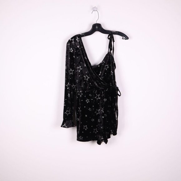 Topshop | Pants & Jumpsuits | Topshop Black Velvet Glitter Star Romper ...